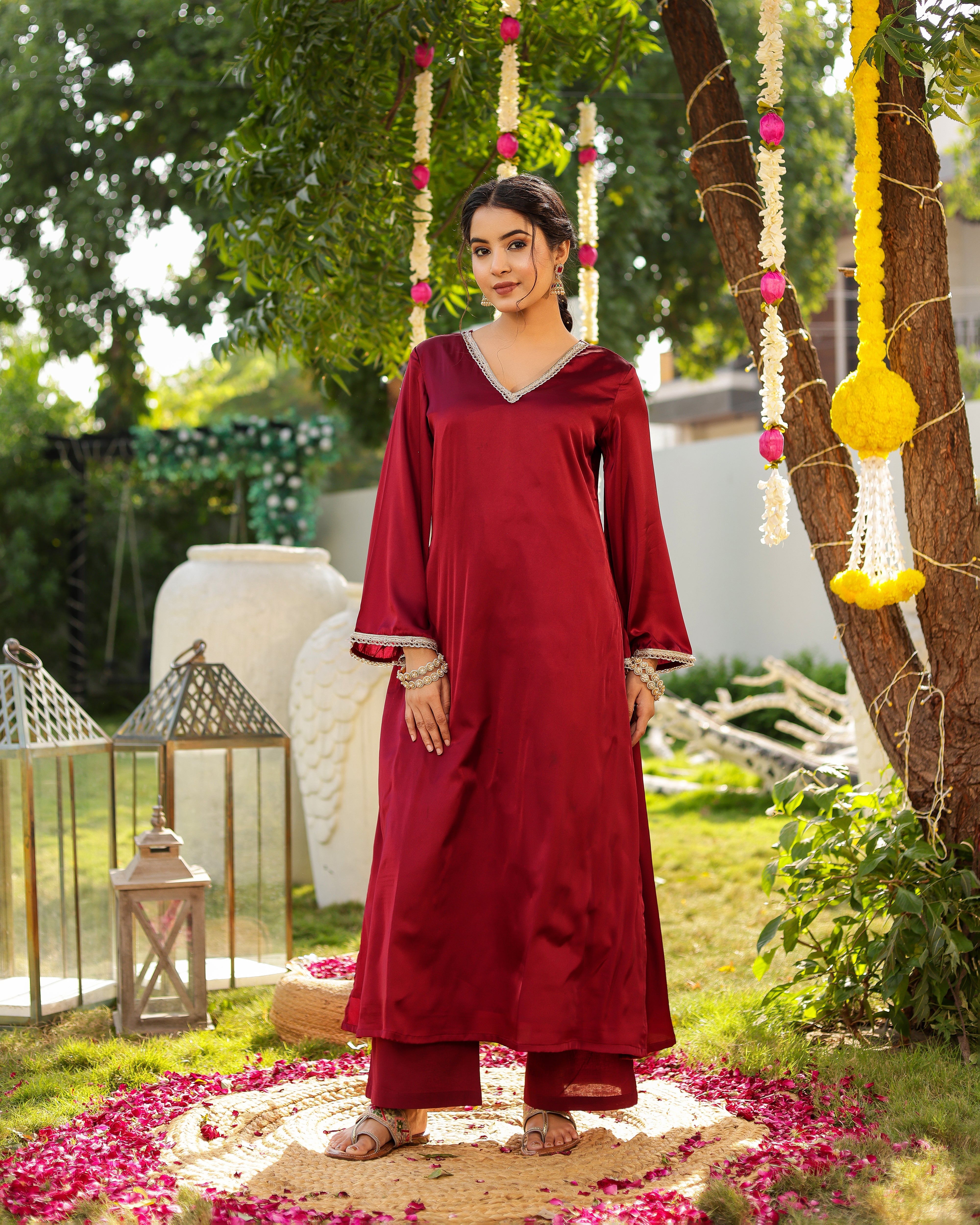 Mehar Royal Mehroon Kurta Set – Desi Ghaba
